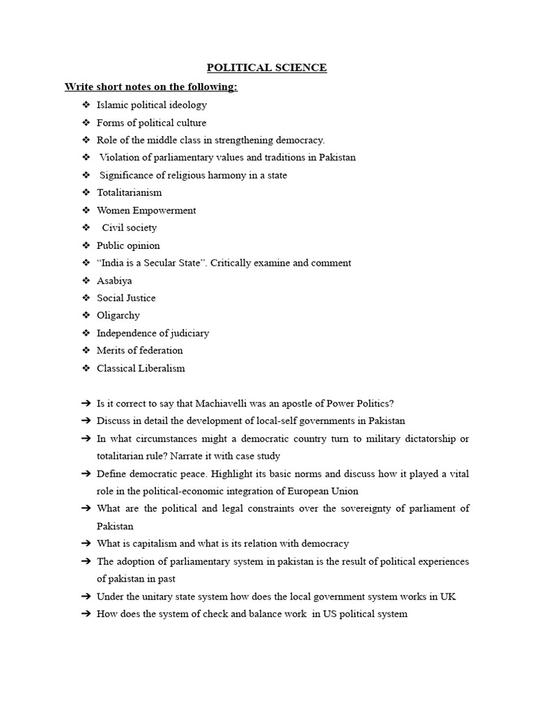 POLITICAL SCIENCE | PDF | Democracy | Political Ideologies