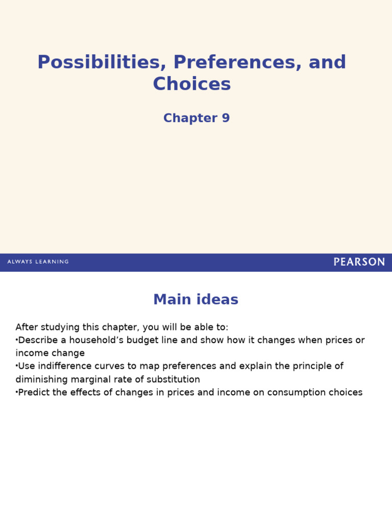 Chp9_Parkin_2e_Possibilities, preferences and choice | PDF | Demand | Consumer Behaviour
