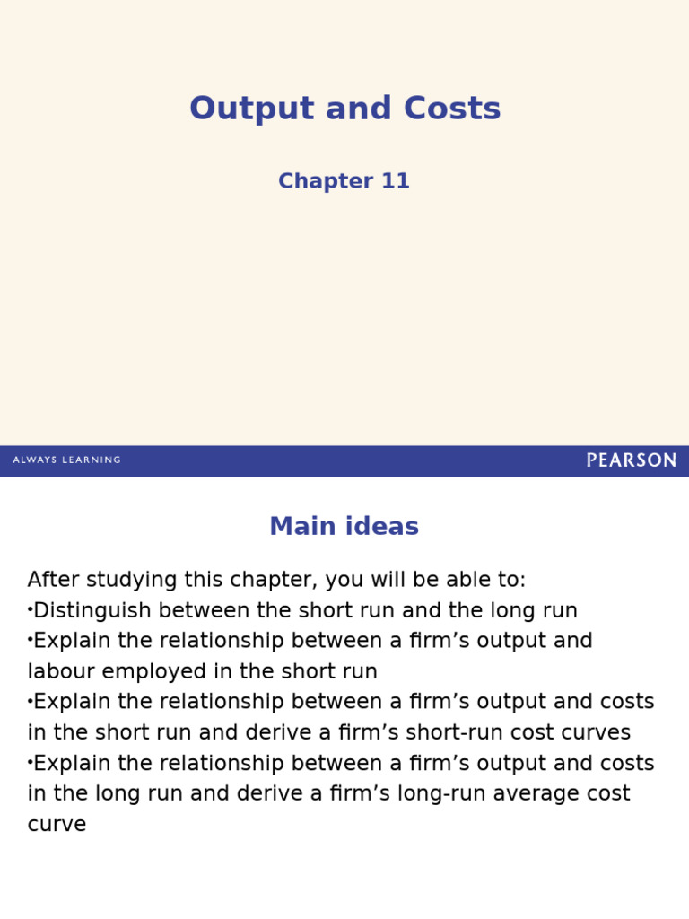 Chp11 - Parkin - 2e - Output and Costs | PDF | Average Cost | Long Run And Short Run
