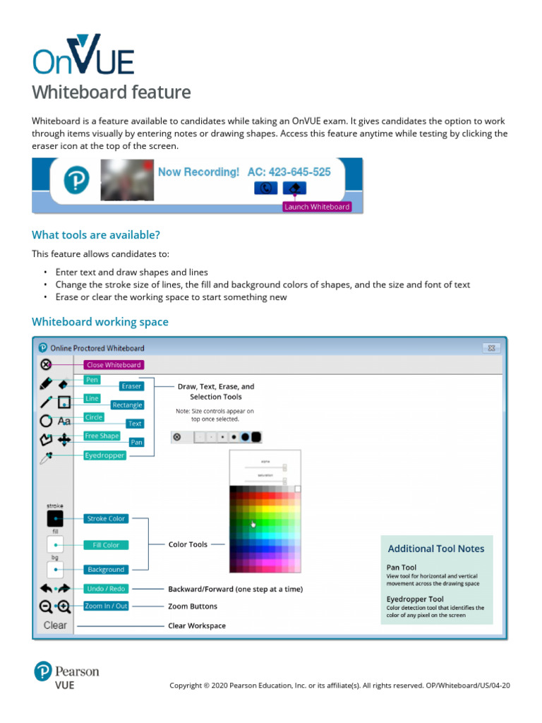 OnVUE Whiteboard Feature | PDF