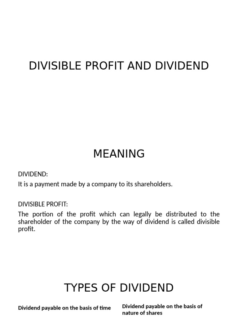 Divisible Profit and Dividend | PDF | Dividend | Investing