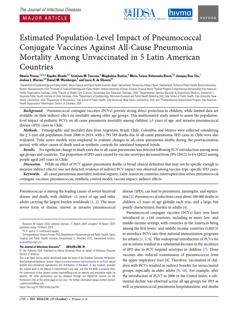 2024 Pop Level Impact PCV Vacc Latam | PDF | Immunology | Vaccination