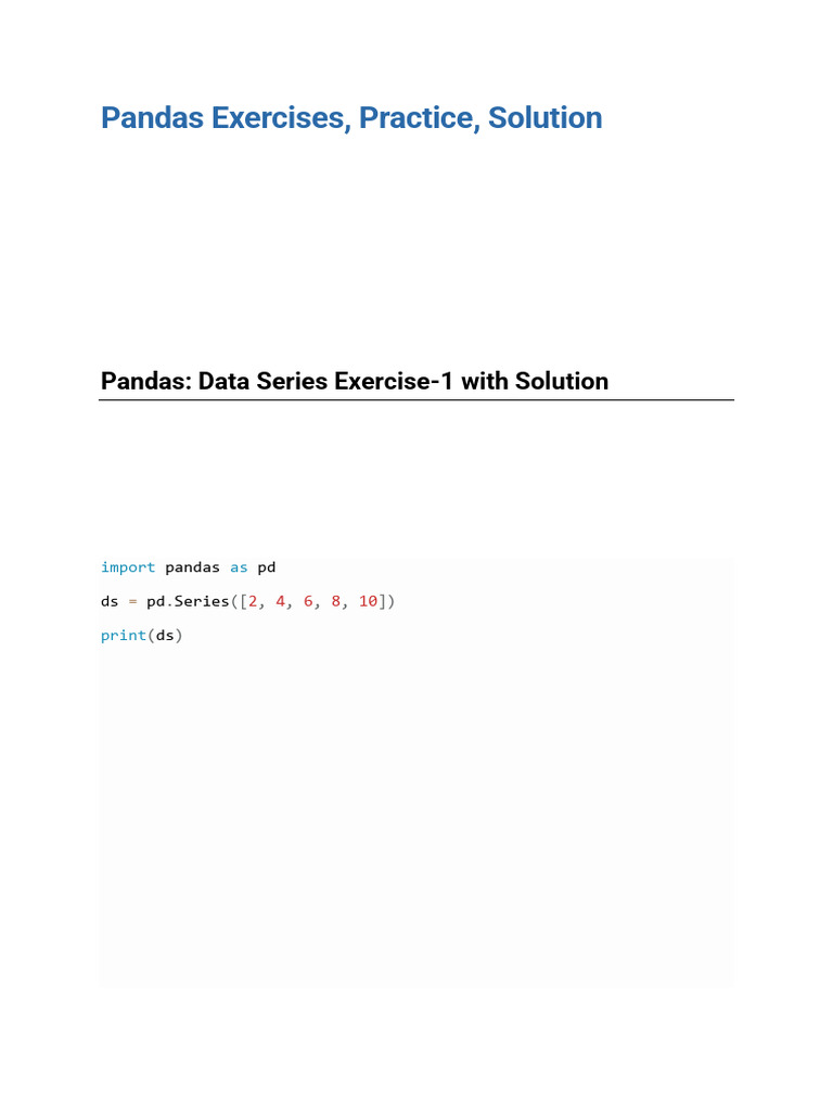 Exercises For Analysing And Manipulating Pandas Pdf Python Programming Language Computer