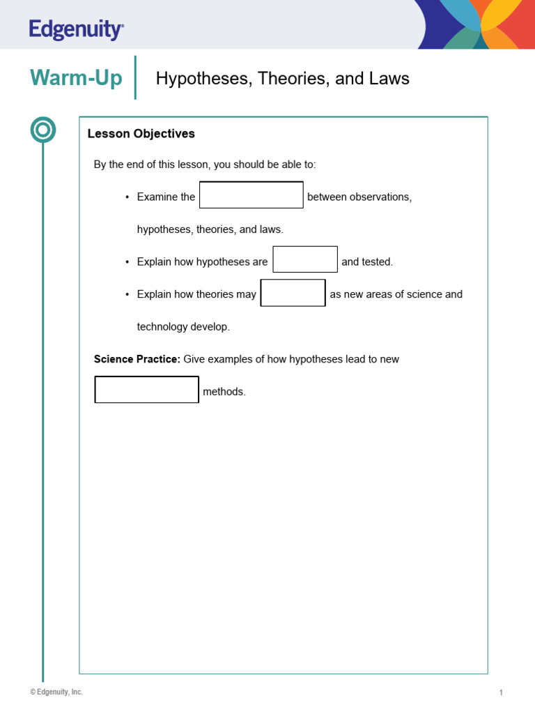 Environmental Science A - Unit 1 Part 2 - Hypotheses Theories and Laws ...