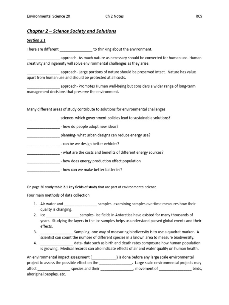Env Sci CH 2 STUDENT Blank Notes | PDF | Thought | Creativity
