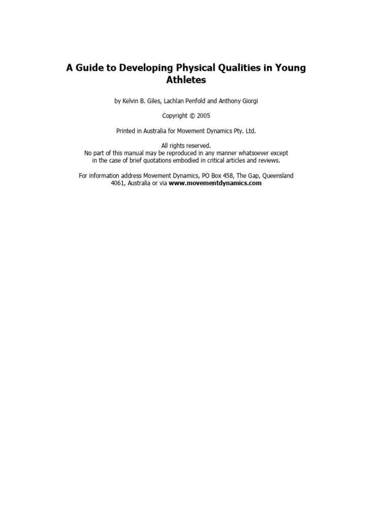 A Guide To Developing Physical Qualities in Young Athletes Giles ...