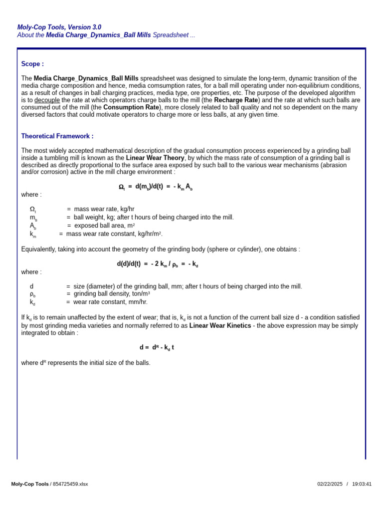 Media Charge Dynamics Ball Mills | PDF | Wear | Mass