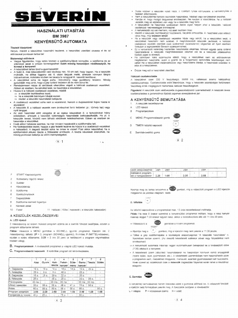 Severin Bm3987 Usermanual Hun | PDF