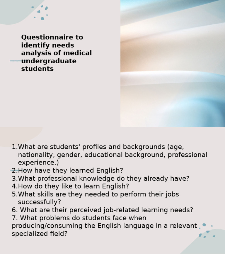 Medical Students' English Needs Analysis | PDF