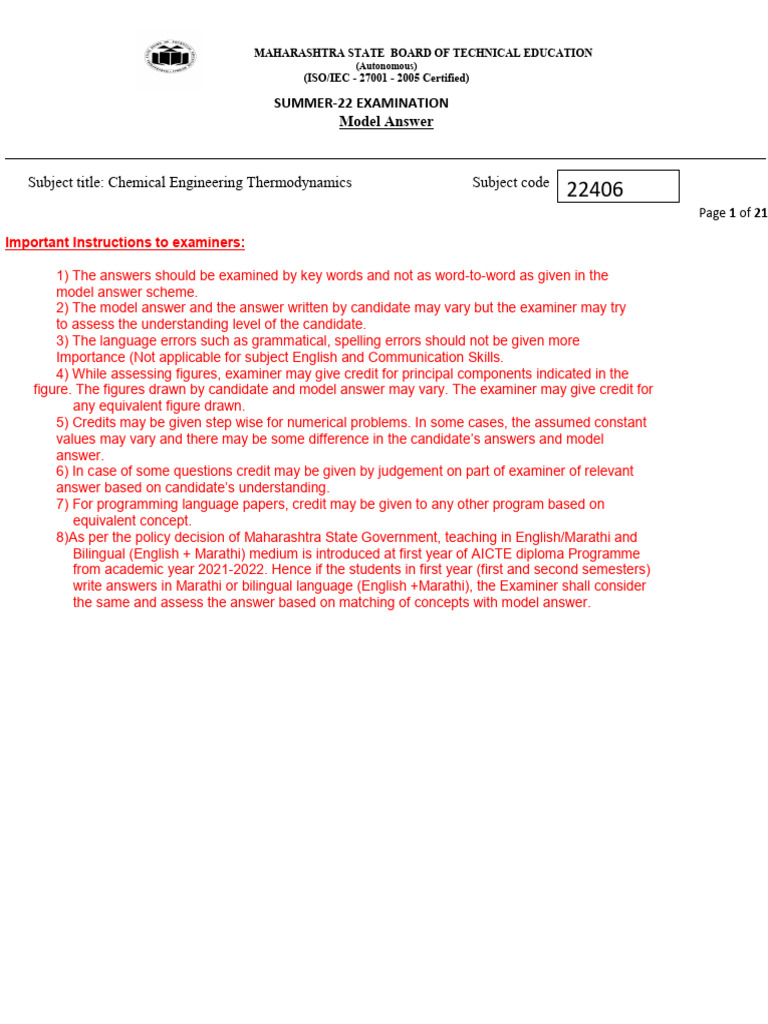 2022 Summer Model Answer Paper (Msbte Study Resources) | PDF | Heat ...