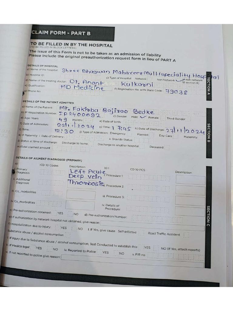 Claim Form PART-B | PDF