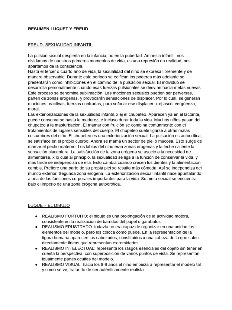 Resumen Luquet y Freud | PDF | Conceptos psicologicos | Ciencias del ...