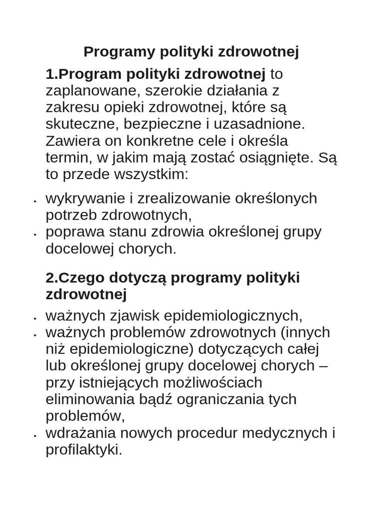 Programy Zdrowotne | PDF