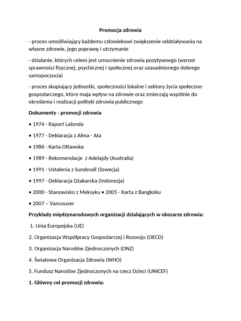 Promocja Zdrowia i Profilaktyka | PDF