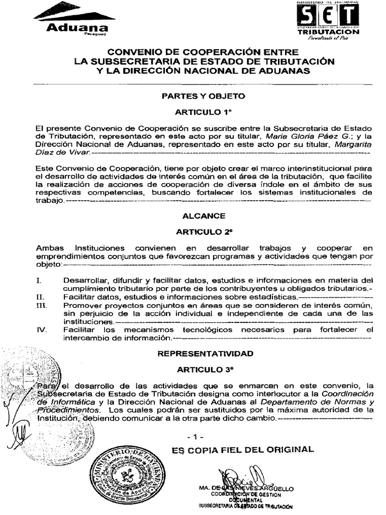 Convenio Set-Aduana | PDF
