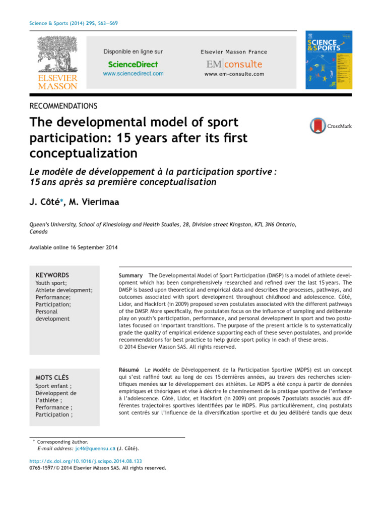 DMSP: 15 Years of Athlete Development Insights | PDF | Motivation ...