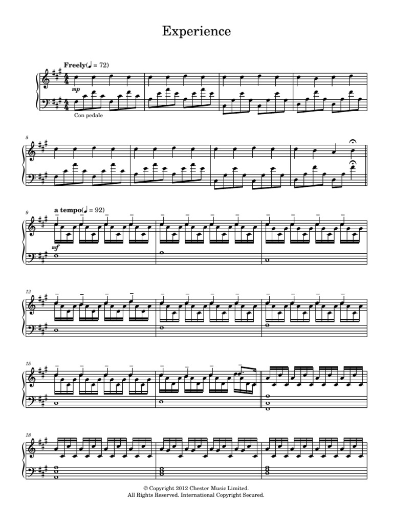 Experience - Ludovico Einaudi Piano Solo | PDF