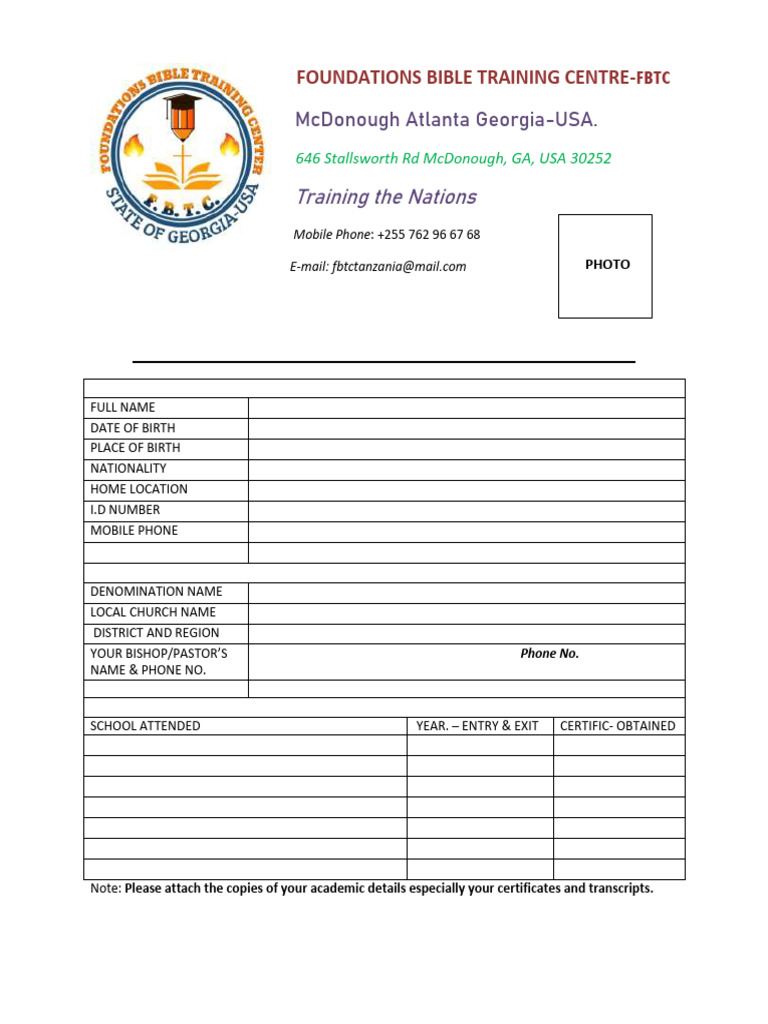 MASTER'S APPLICATION FORM NW - FBTC | PDF | Bible