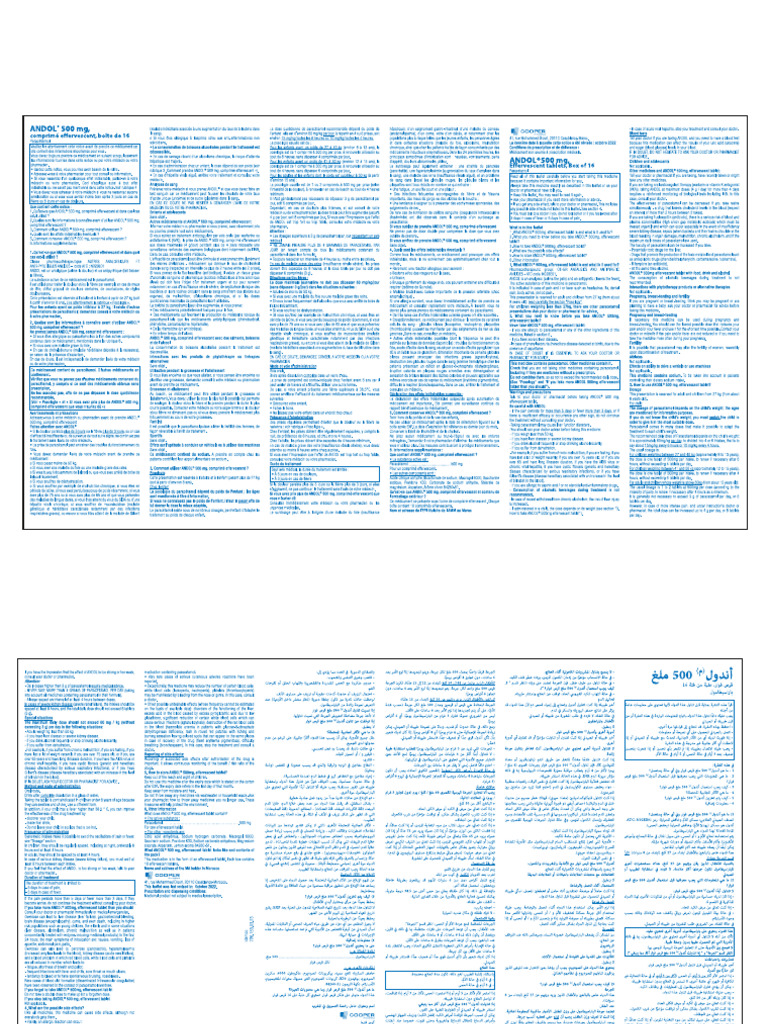 Andol 500mg Paracetamol 500mg Effervescent Tablets PIL | PDF