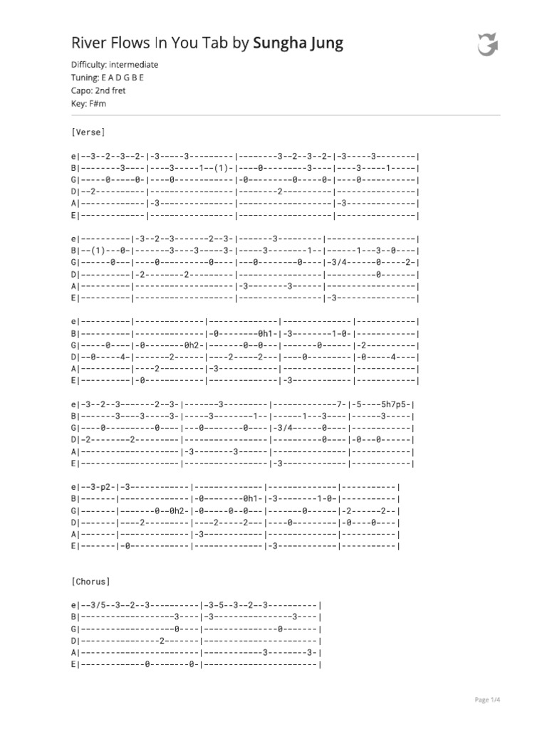 River Flows in You Tab (Ver 2) by Sungha Jungtabs at Ultimate Guitar ...