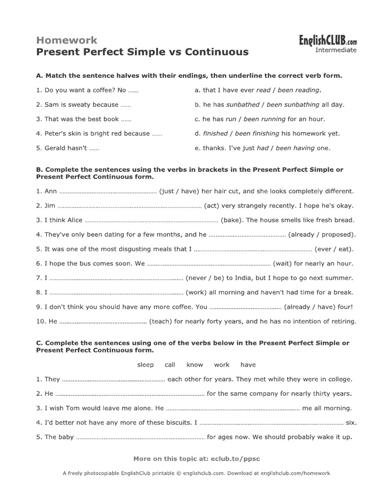 Present Perfect Simple Vs Continuous | PDF
