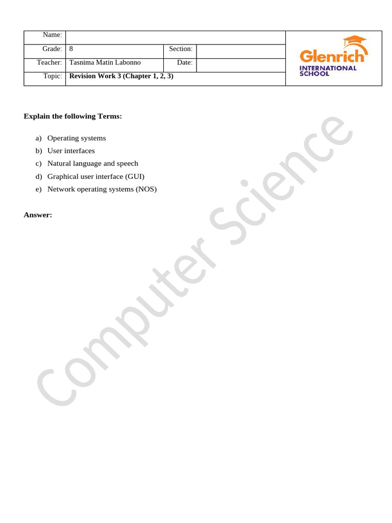 A) Operating Systems B) User Interfaces C) Natural Language and Speech D) Graphical User ...
