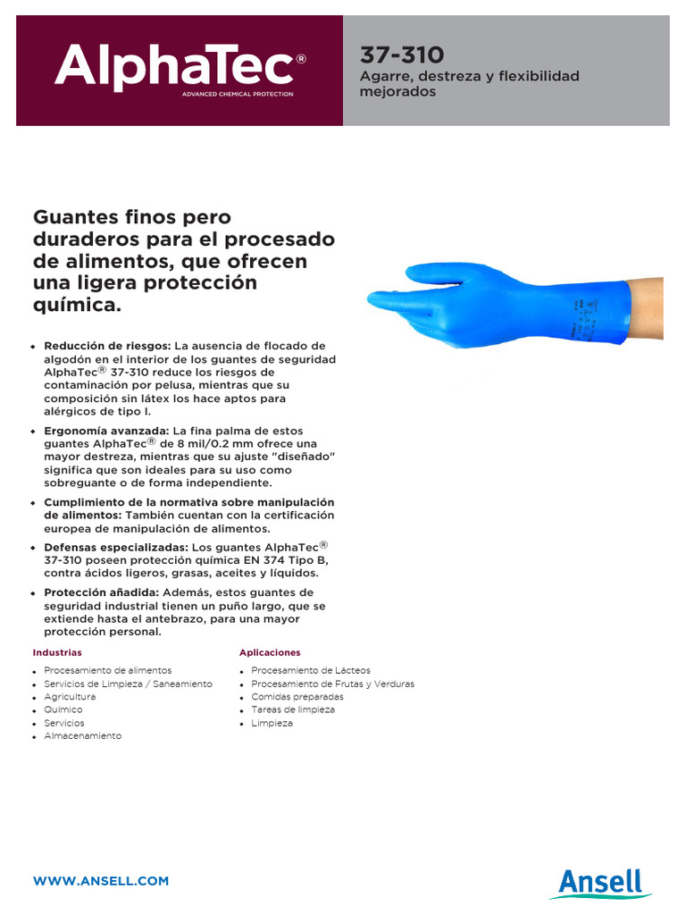 Alphatec-37-310 Pds Co | PDF | Guante | Alimentos