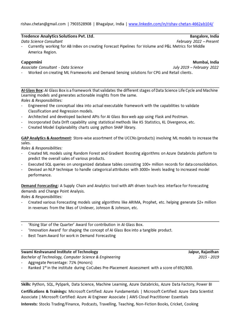 Rishav Chetan-Resume | PDF | Data Science | Artificial Intelligence