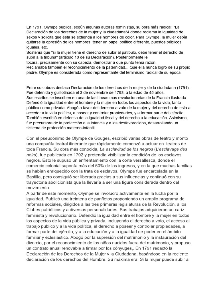 Olympe de Gouges | PDF | Feminismo | Estudios de género