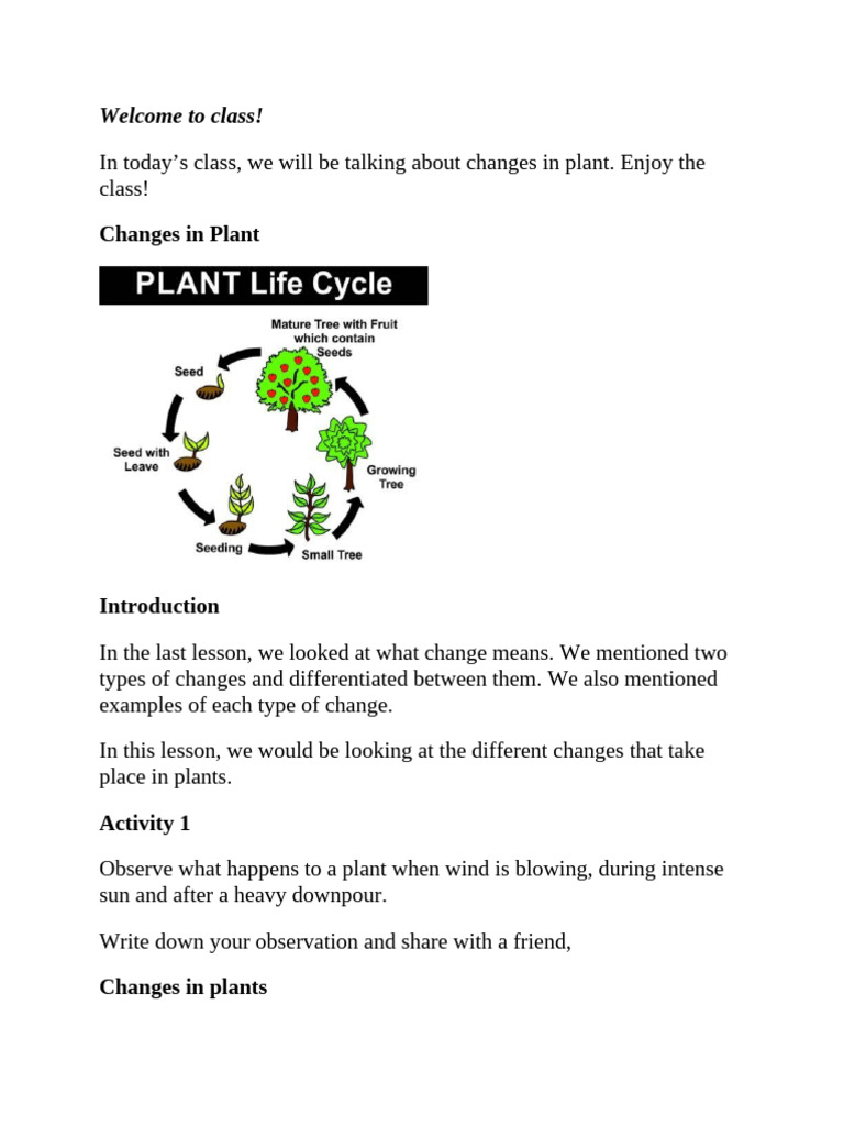 Change in Plants | PDF