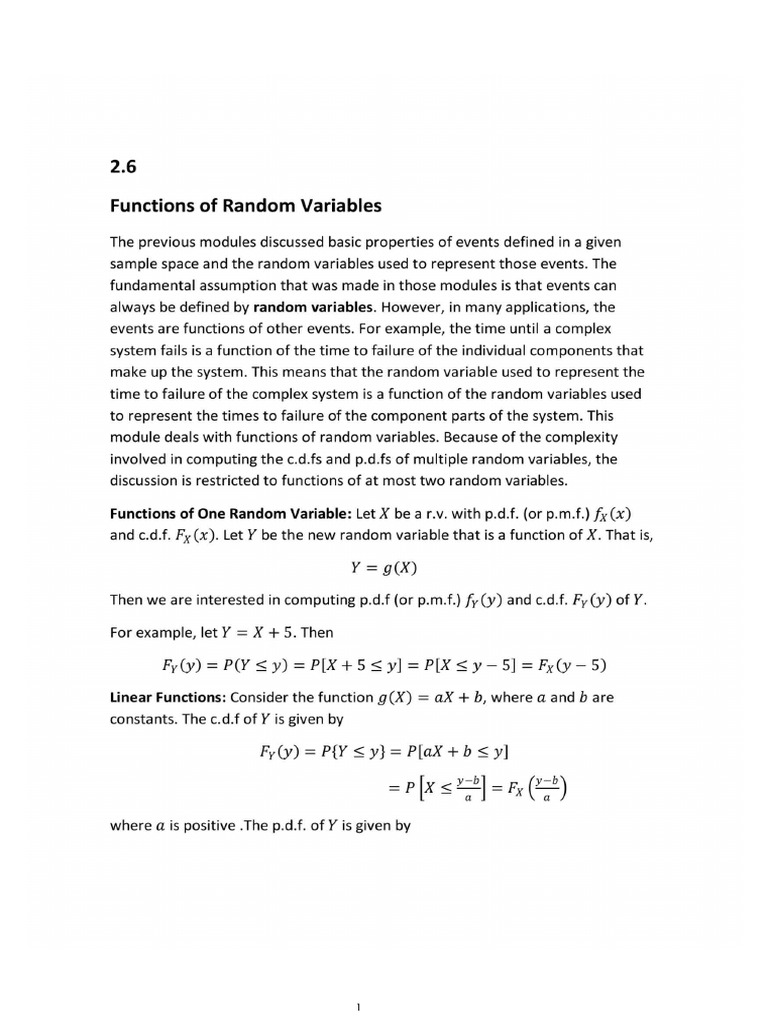 4)Functions of Random Variables | PDF