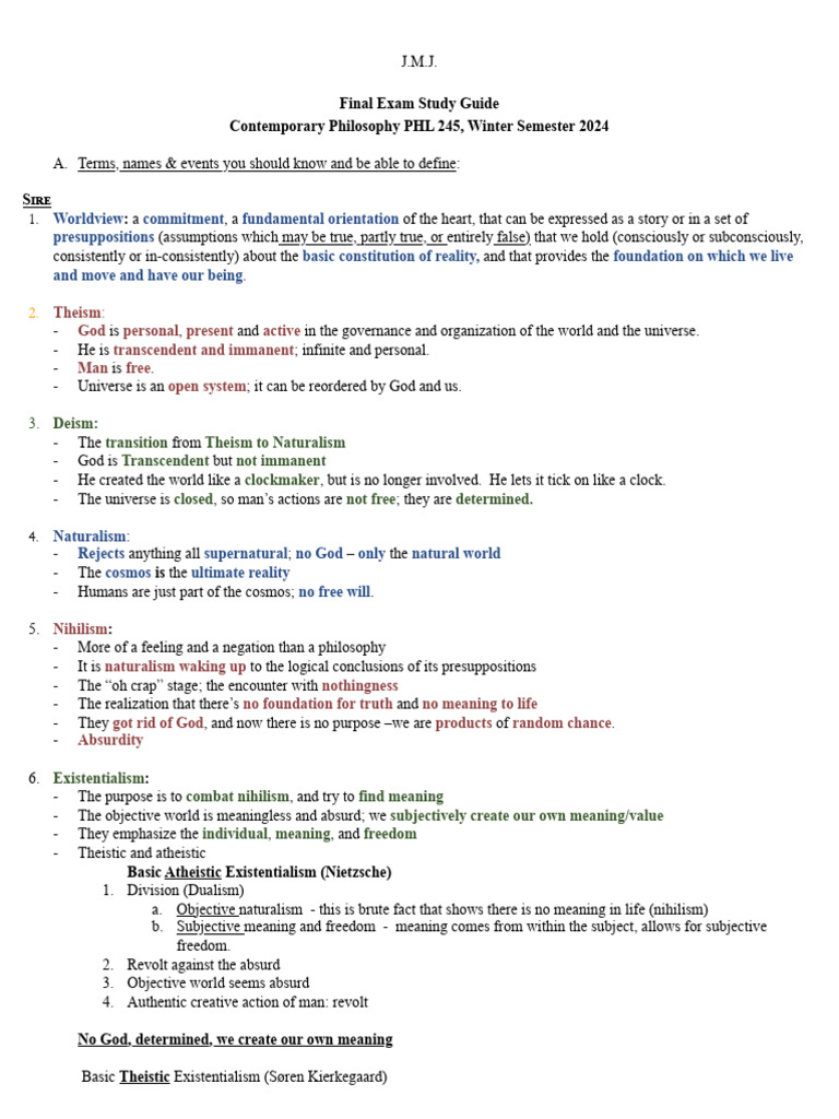 Contemporary Philosophy Final Exam Study Guide 2023 | PDF | Empiricism ...