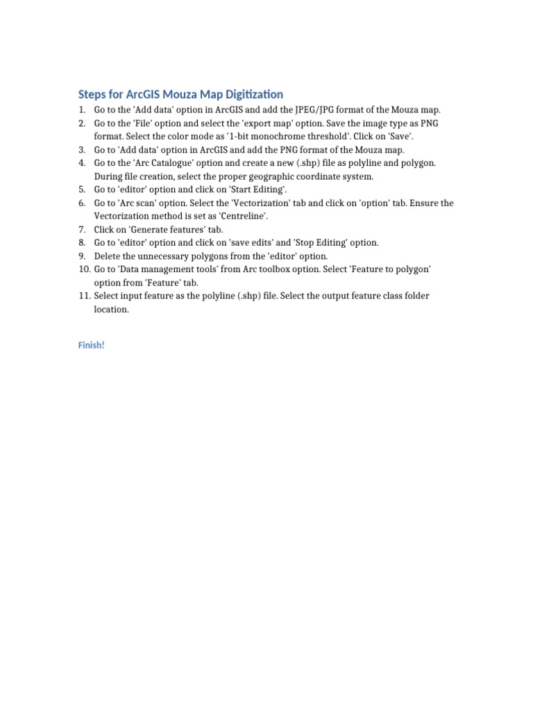 ArcGIS Mouza Map Digitization Steps | PDF