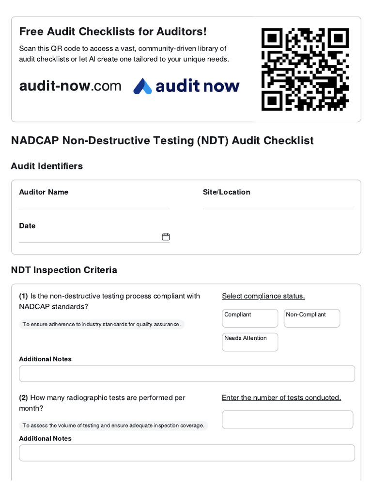 NADCAP NDT Audit Checklist Guide | PDF