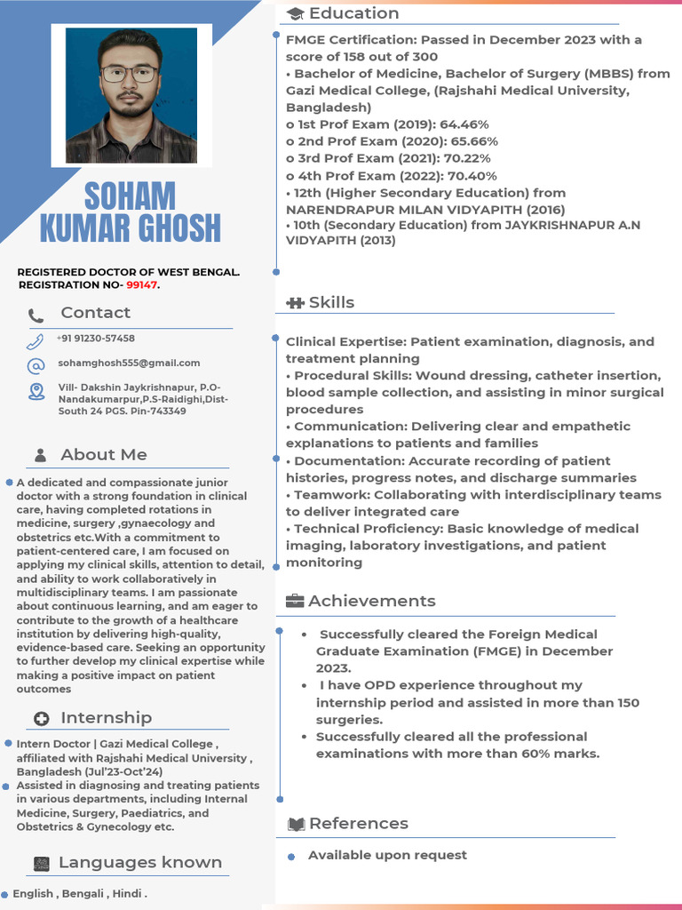 Modern Professional CV Resume - PDF 2 | PDF | Medical School | Medicine