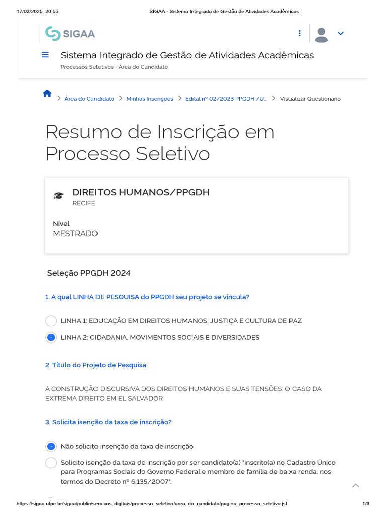 SIGAA - Sistema Integrado de Gestão de Atividades Acadêmicas | PDF