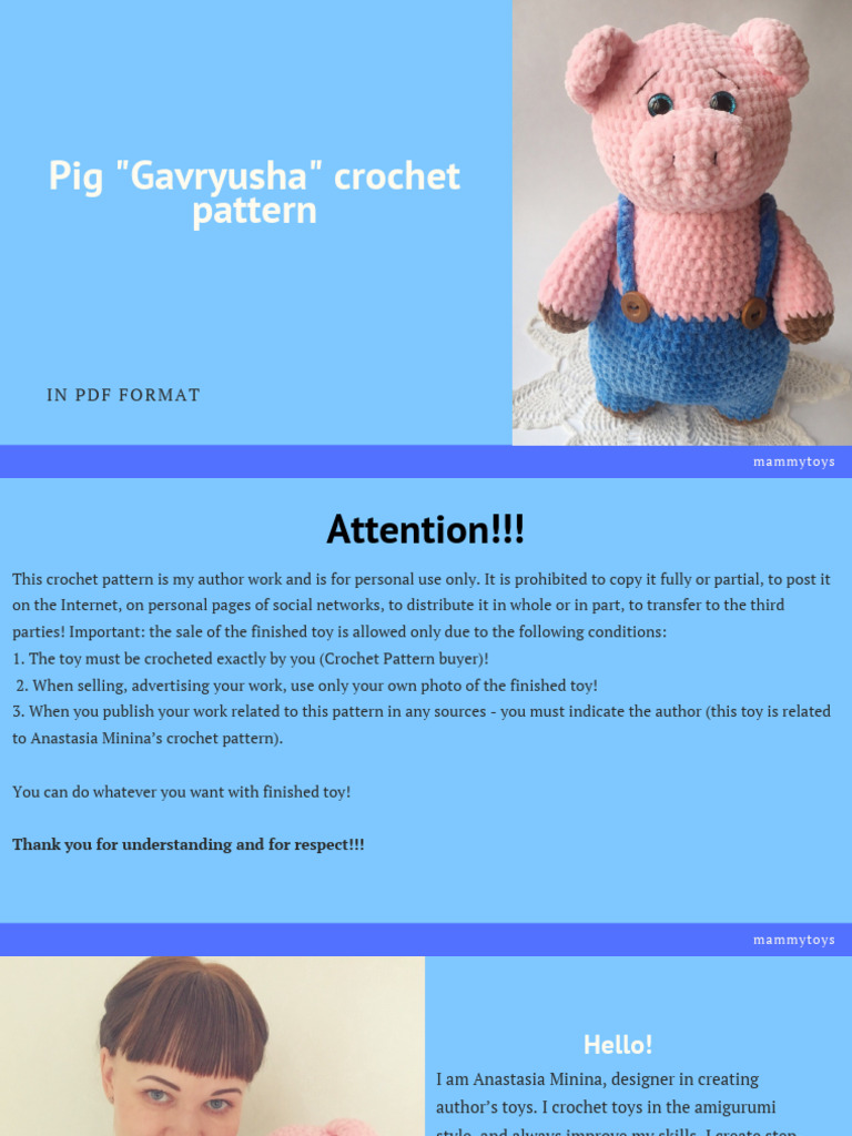 Pig Gav Ryu Sha Crochet Pattern | PDF | Crochet | Yarn