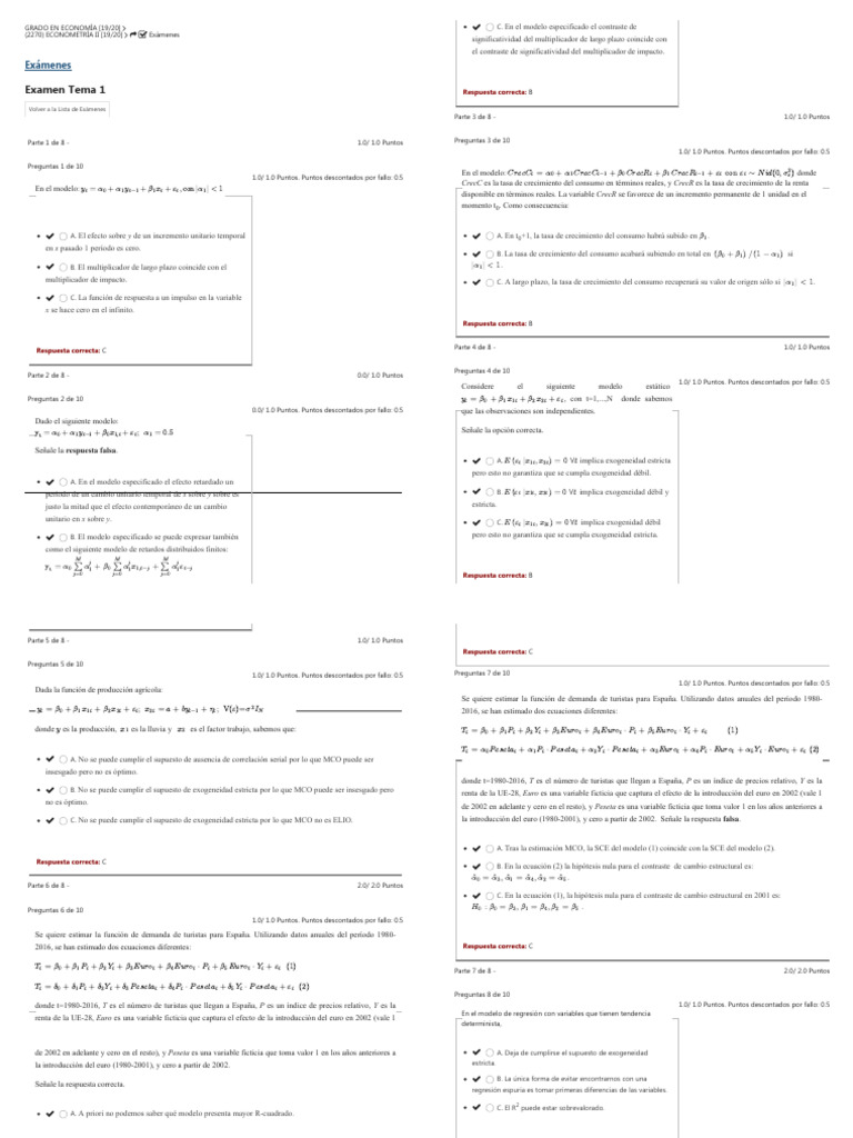 3aula Virtual - (2270) ECONOMETRÍA II (19 - 20) - Exámenes | PDF