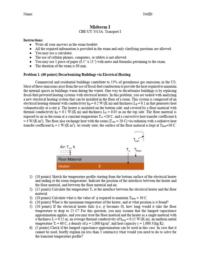 Midterm I F22 | PDF | Thermal Conduction | Electric Heating