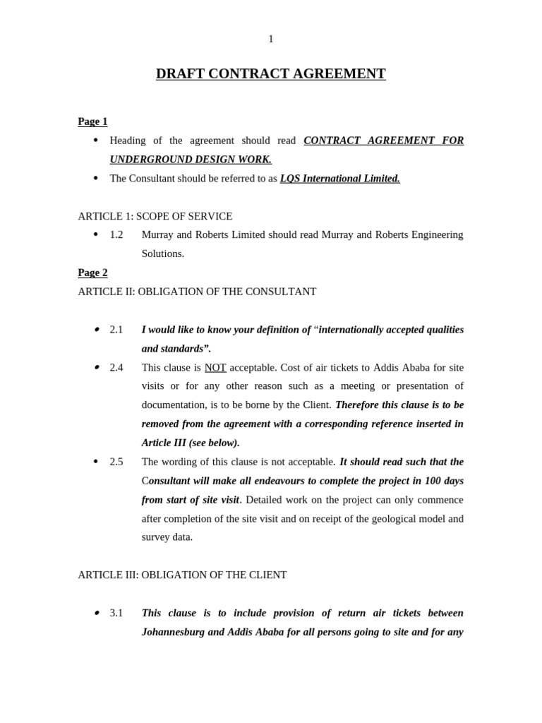 Draft Contract Agreement | PDF | Risk | Business Law