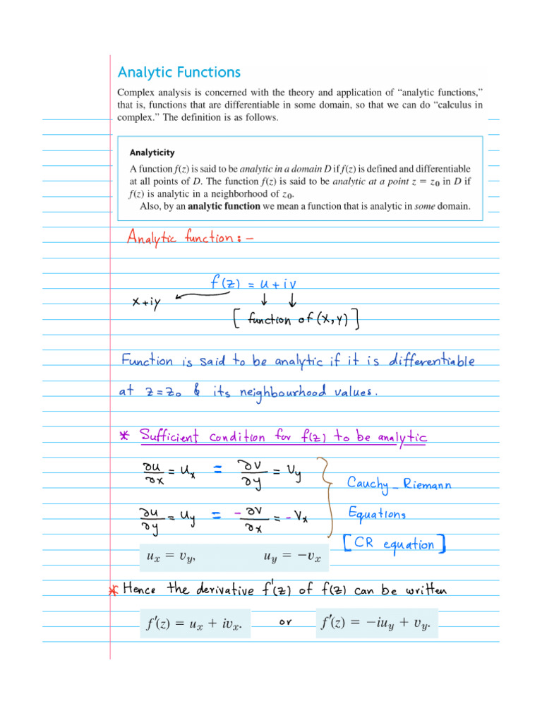 Chapter 13.4 - Cauchy-Riemann Equations, Lapalce's Equation - Student | PDF