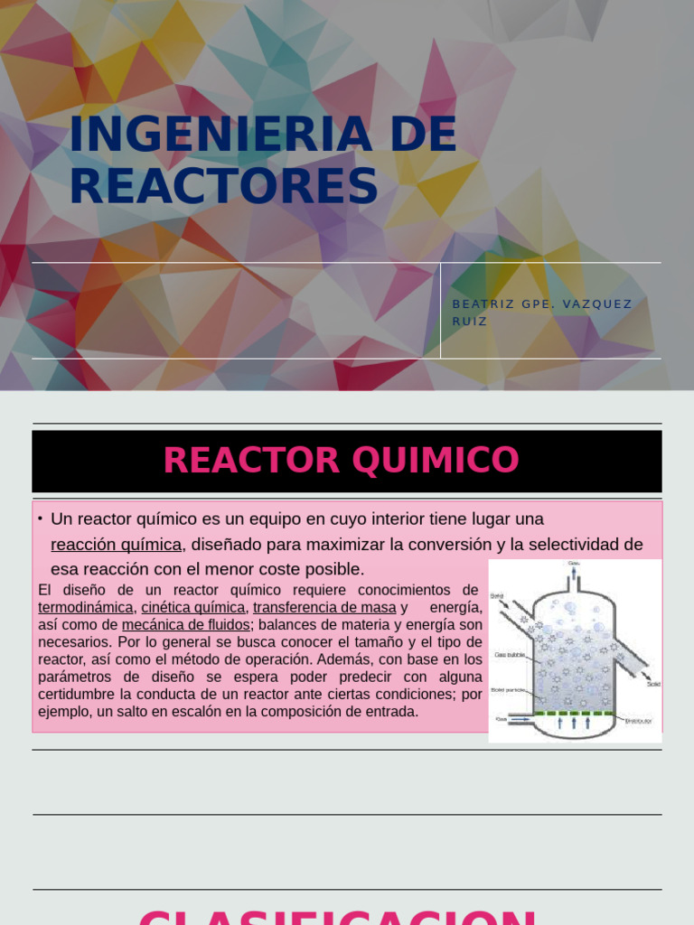 Ingenieria de Reactores | PDF | Reactor Quimico | Física Aplicada e Interdisciplinaria