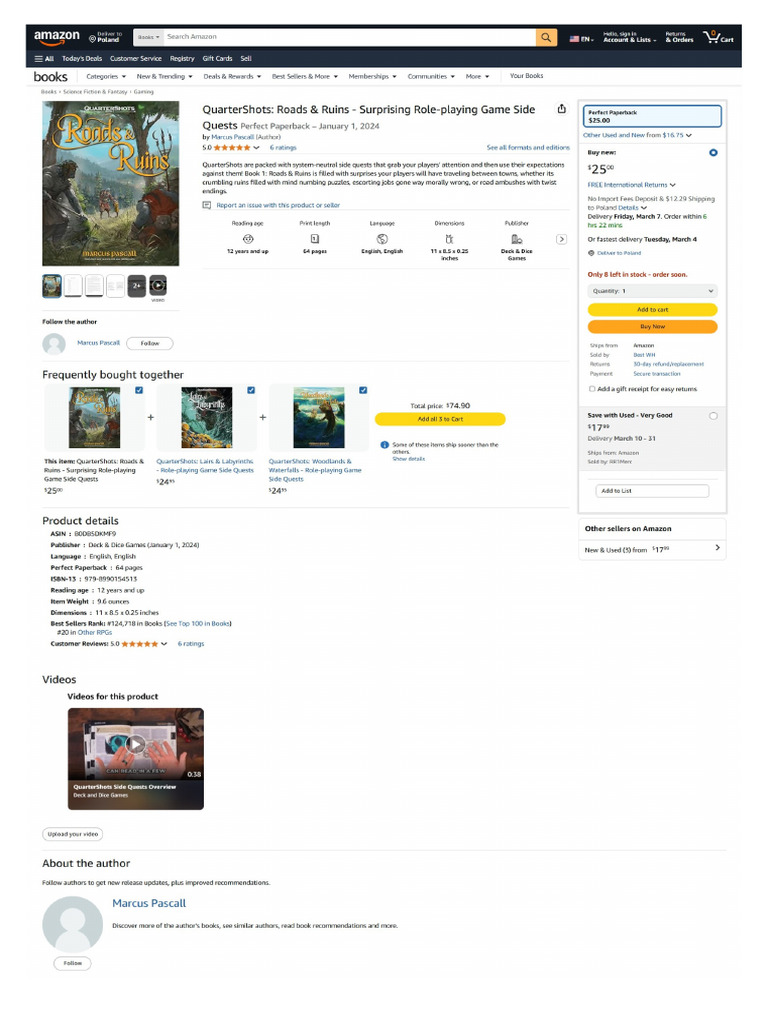 QuarterShots Roads Ruins - Surprising Role-Playing Game Side Quests Marcus Pascall 9798990154513 ...