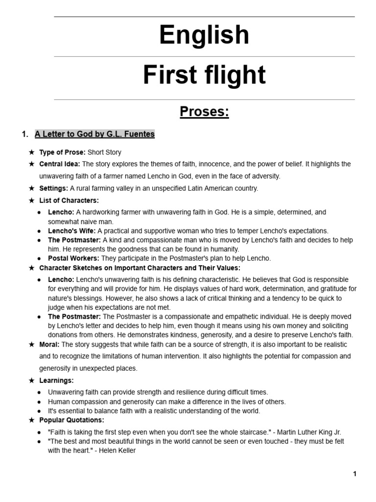 Prose Summaries for Class 10 English | PDF | Nelson Mandela | Poetry