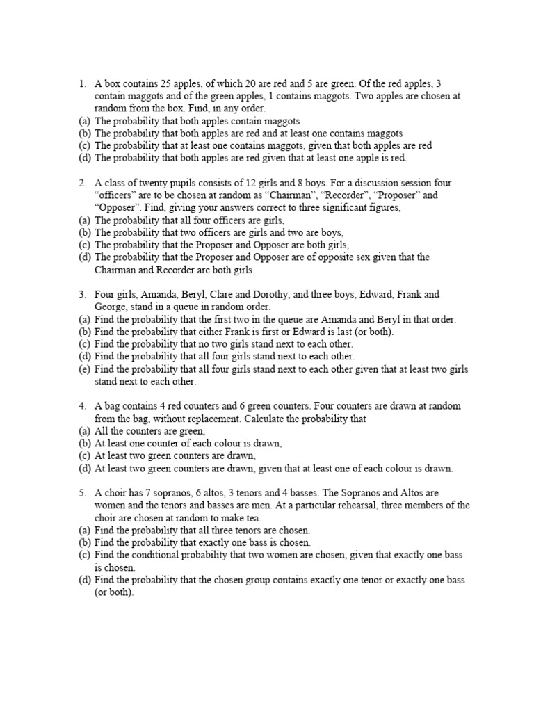 Perms and COmbs and Probability PDF | PDF | Choral Music | Elements Of ...
