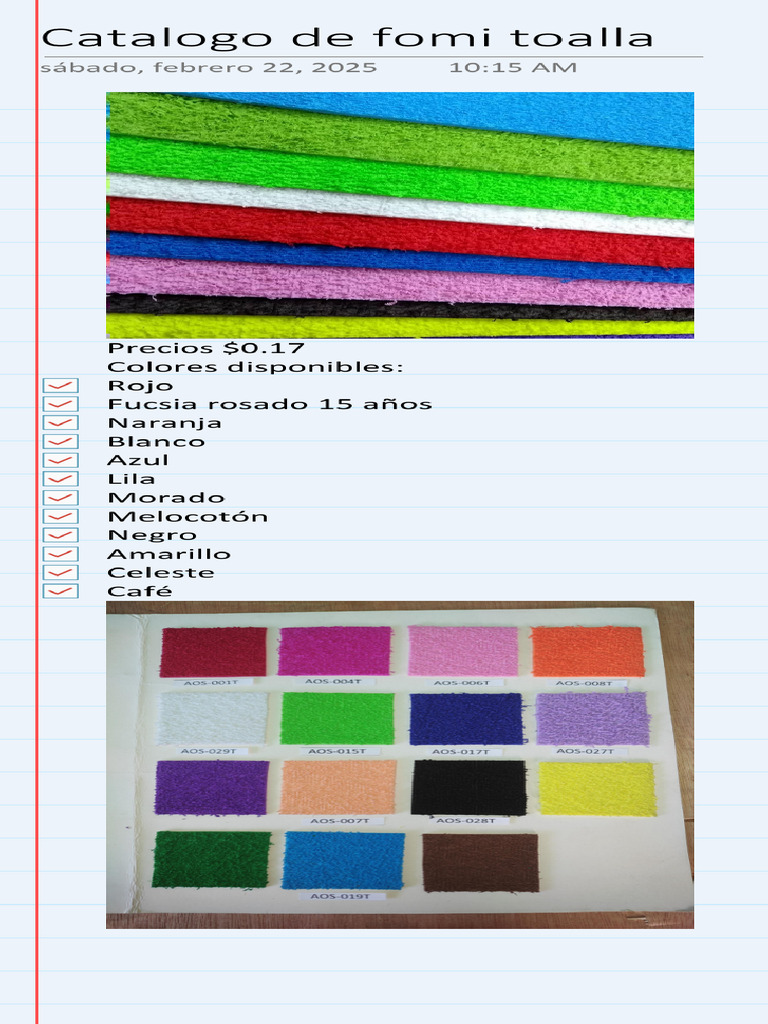 Catalogo de Fomi Toalla | PDF