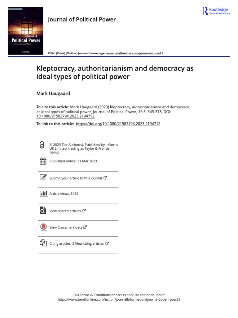 Political Power: Kleptocracy vs. Democracy | PDF | Power (Social And ...