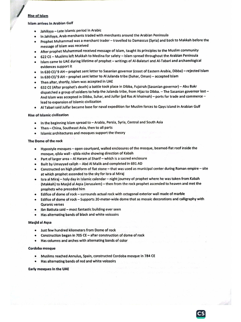 UAE SST Notes Grade 8 and 9 | PDF