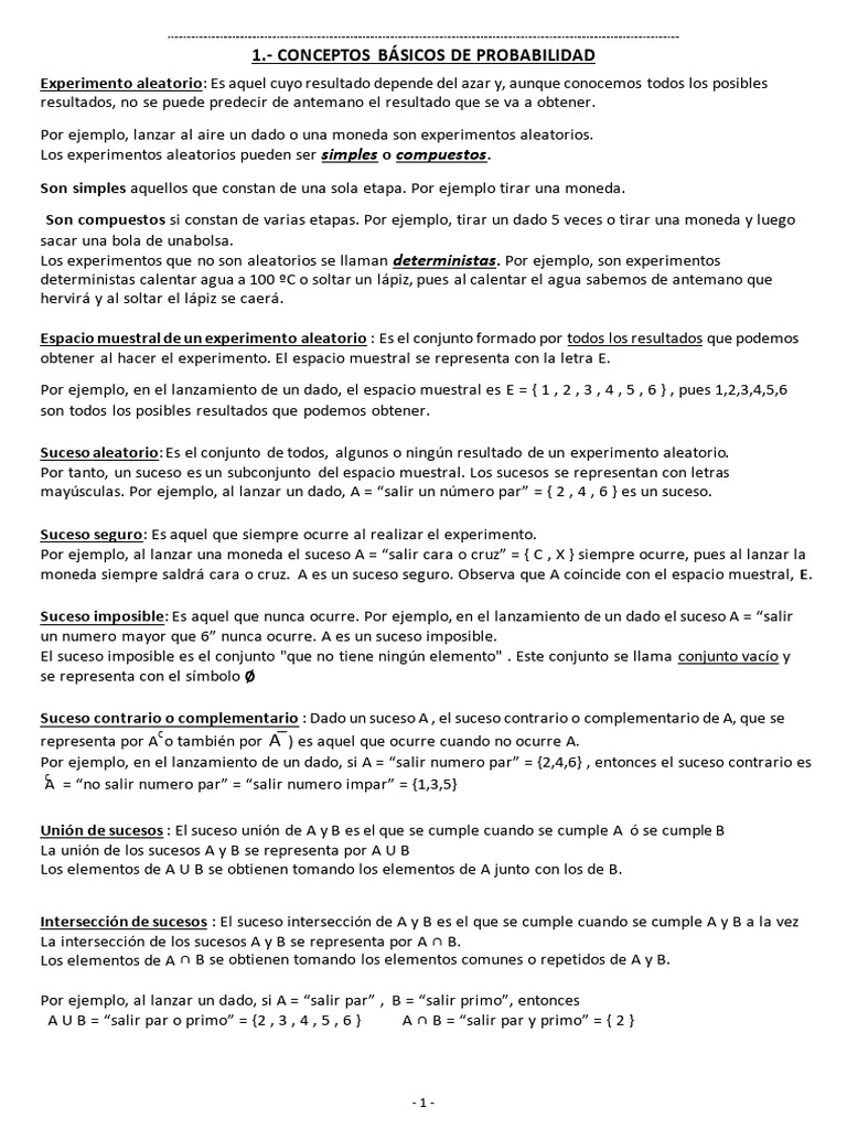 Conceptos de Probabilidad | PDF | Teoría de probabilidad | Aleatoriedad