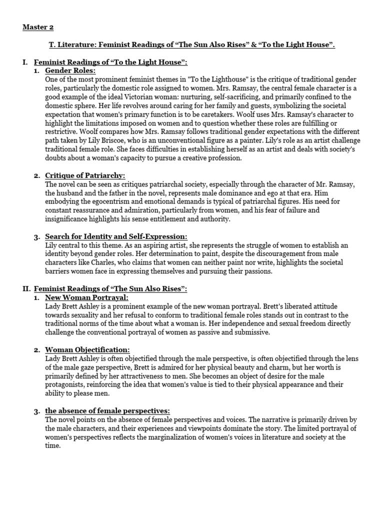 Feminist Themes in Woolf and Hemingway | PDF | Social Ideologies ...
